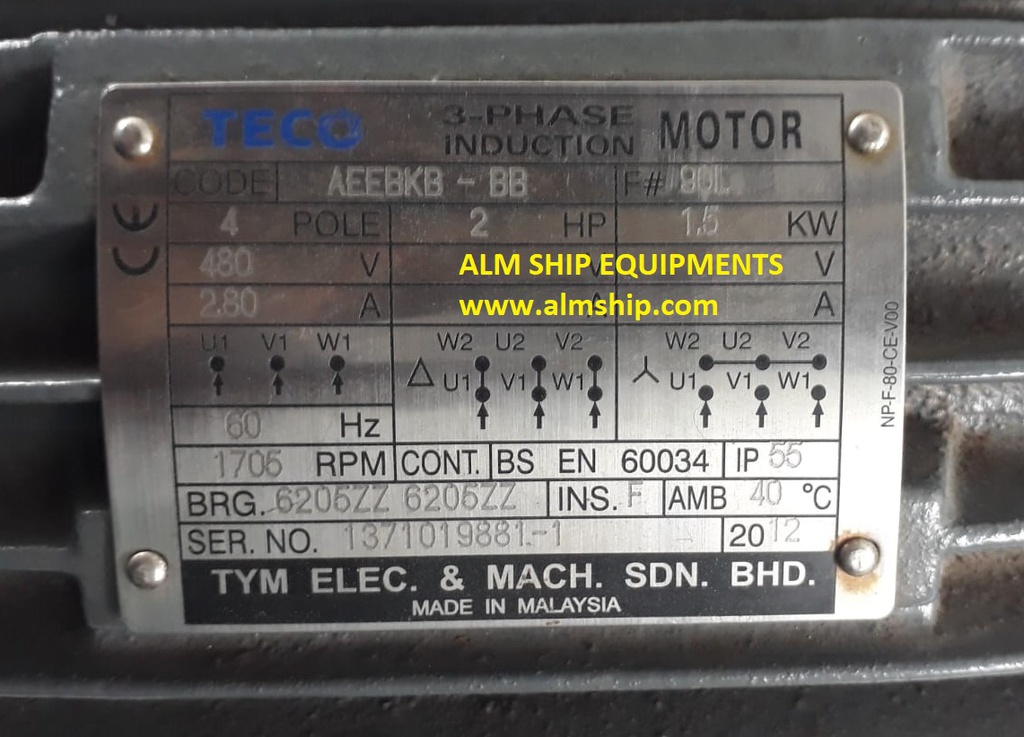 Teco AEEBKB-BB 3-Phase Induction Motor | ALM SHIP EQUIPMENTS